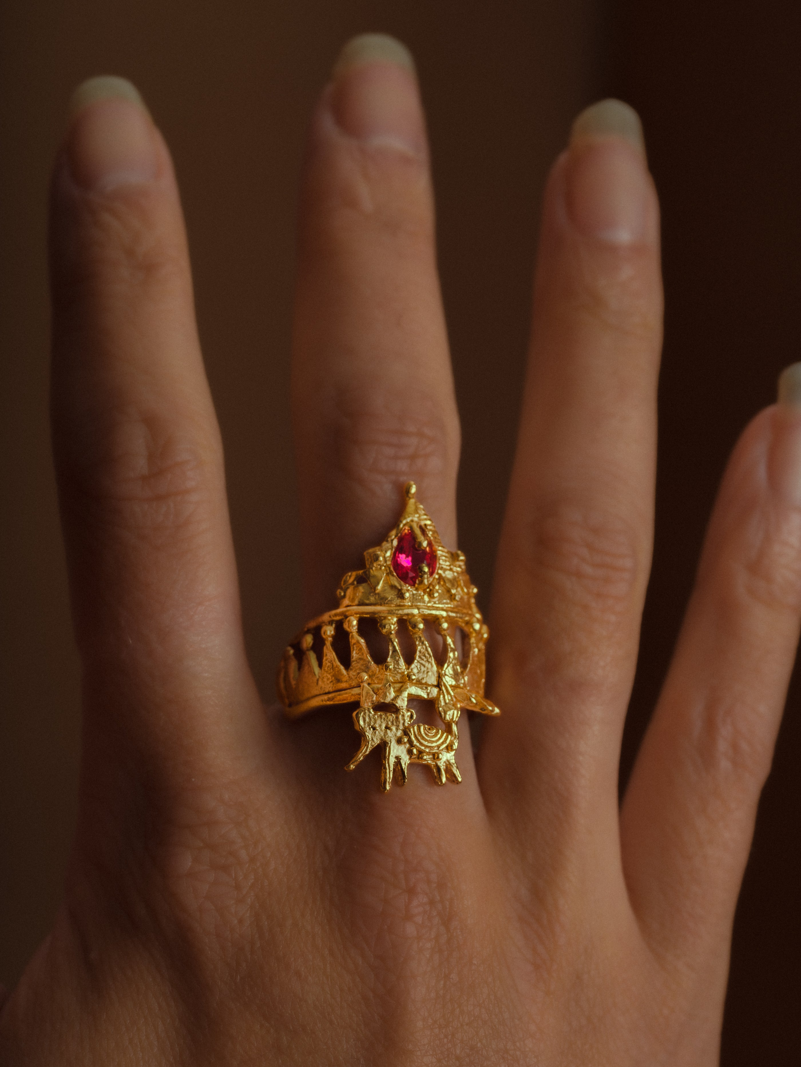The Fairground Attraction Ring - 24k Gold Plated Circus Elephant