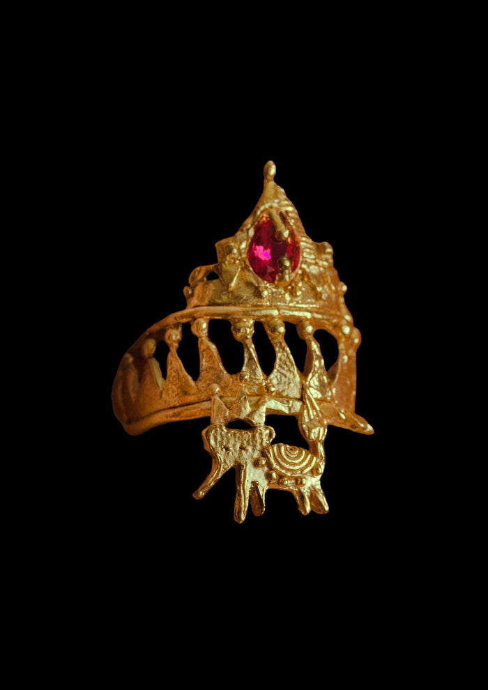 The Fairground Attraction Ring - 24k Gold Plated Circus Elephant