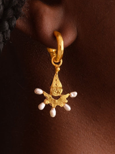 The High Wire Hoop Set - Pearl Padlock Charms Heart